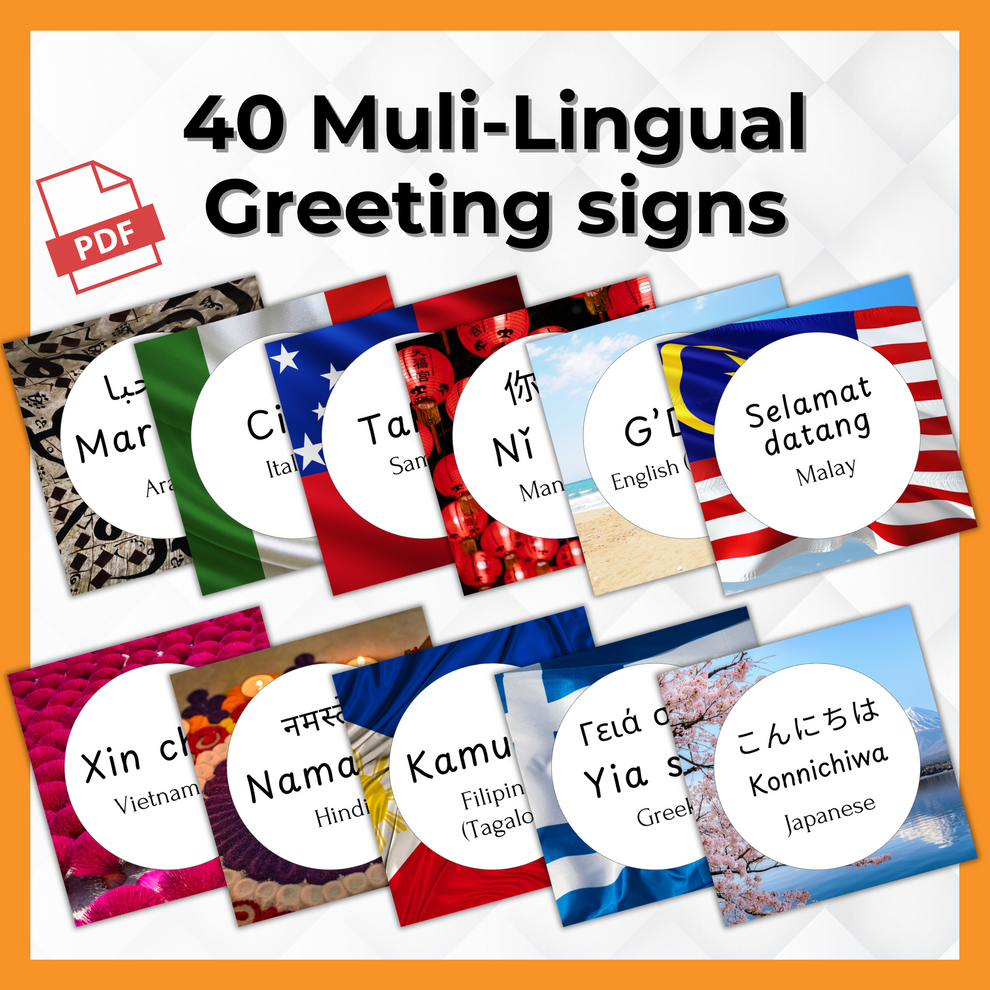 Multilingual Greetings – Printable PDF Poster Set – Learning Launchpad