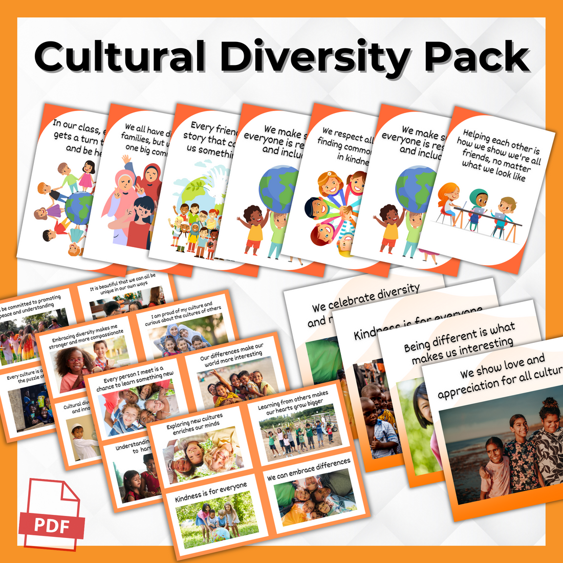 Cultural Diversity Multicultural Affirmation Flashcards and Posters ...